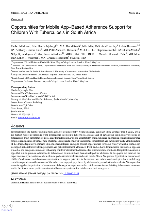(PDF) Opportunities for Mobile App–Based Adherence Support for Child ...