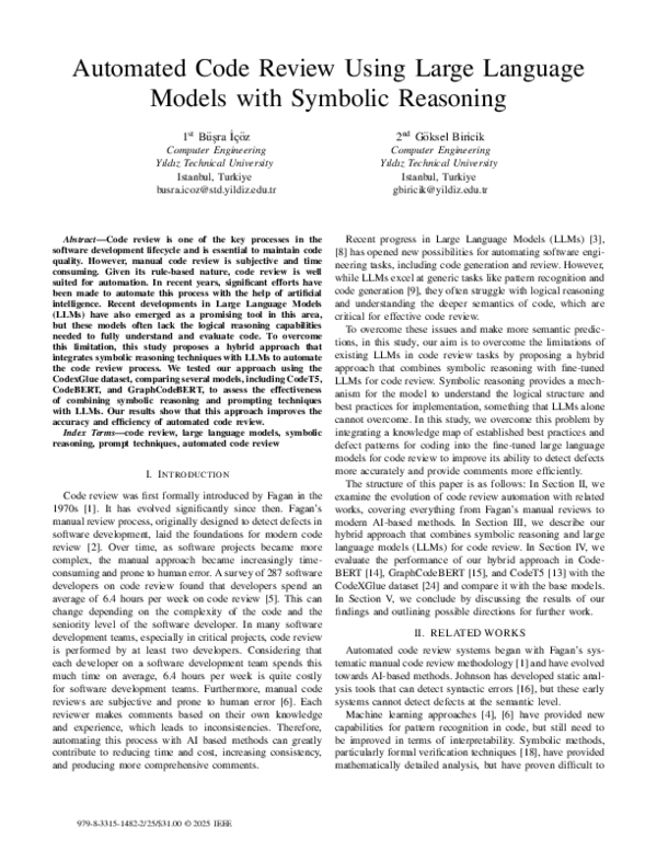 (PDF) Automated Code Review Using Large Language Models with Symbolic Reasoning
