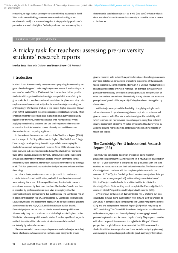 (PDF) A tricky task for teachers: assessing pre-university students ...