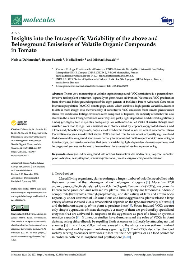 (PDF) Insights into the Intraspecific Variability of the above and Belowground Emissions of ...