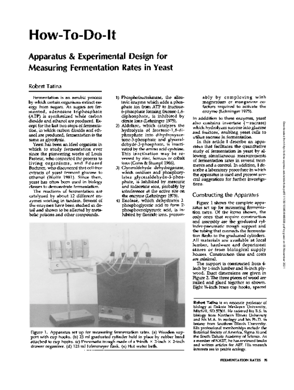 (PDF) Apparatus & Experimental Design for Measuring Fermentation Rates ...