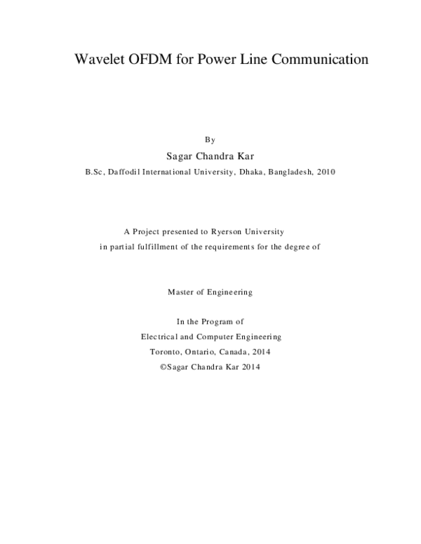 (PDF) Wavelet OFDM for Power Line Communication
