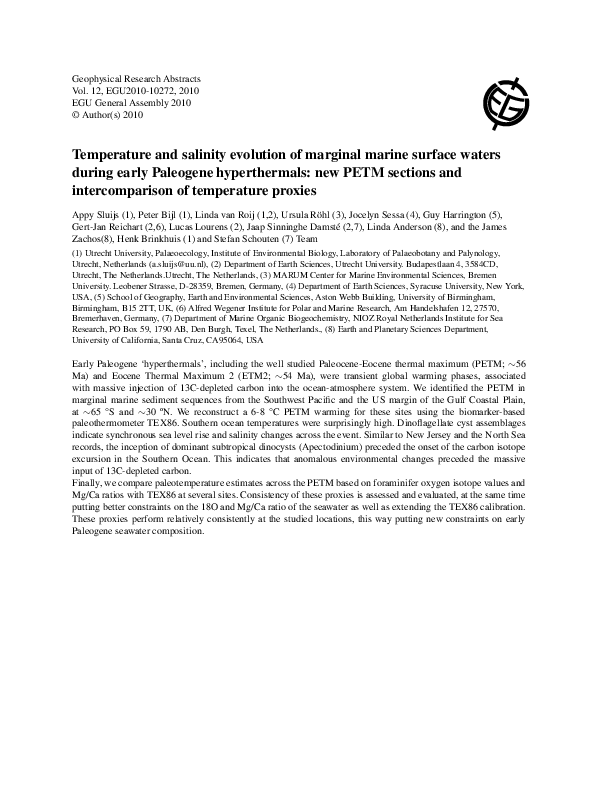 (PDF) Temperature and salinity evolution of marginal marine surface ...