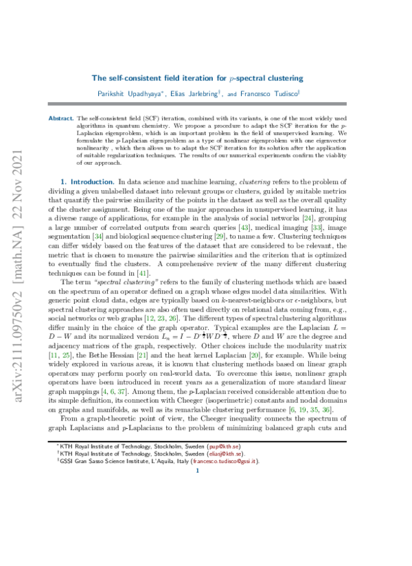 (PDF) The self-consistent field iteration for p-spectral clustering