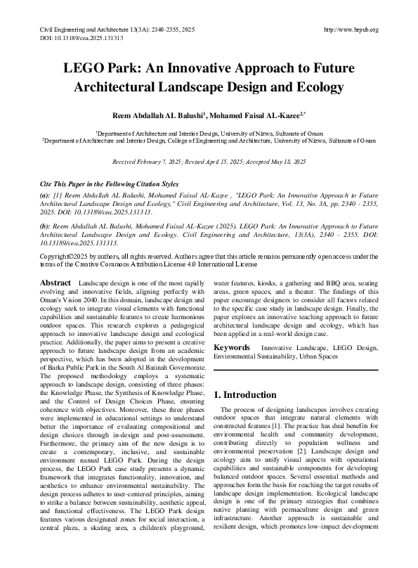 (PDF) LEGO Park: An Innovative Approach to Future Architectural ...