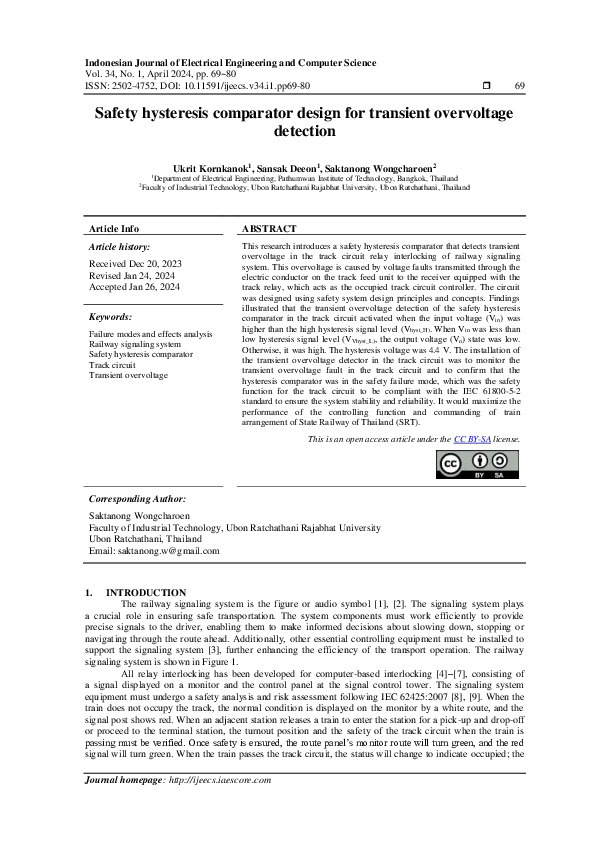 (PDF) Safety hysteresis comparator design for transient overvoltage ...