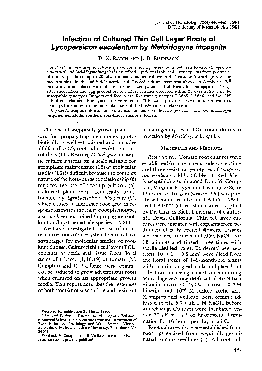 (PDF) Infection of Cultured Thin Cell Layer Roots of Lycopersicon ...