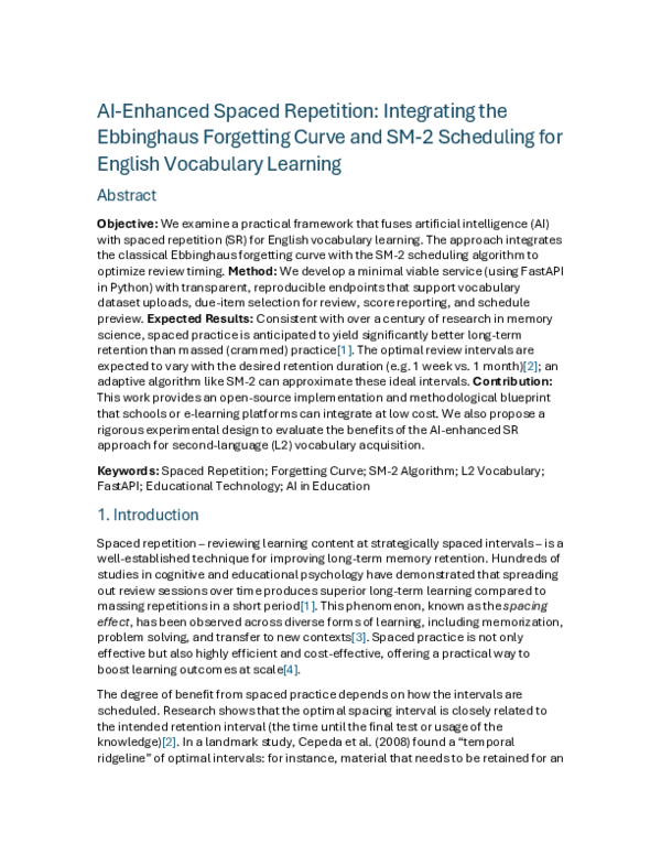 (PDF) AI-Enhanced Spaced Repetition: Integrating the Ebbinghaus ...