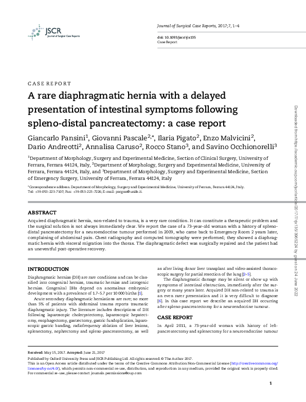 (PDF) A rare diaphragmatic hernia with a delayed presentation of ...