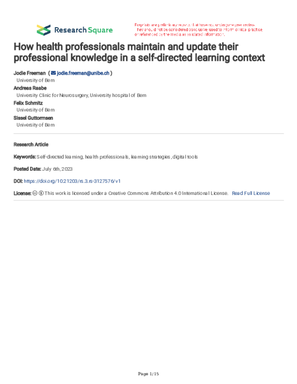 (PDF) How health professionals maintain and update their professional ...