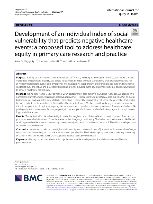 (PDF) Development of an Individual Index of Social Vulnerability that ...