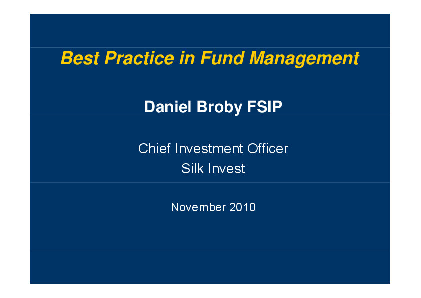 (PDF) Best Practice in Fund Management