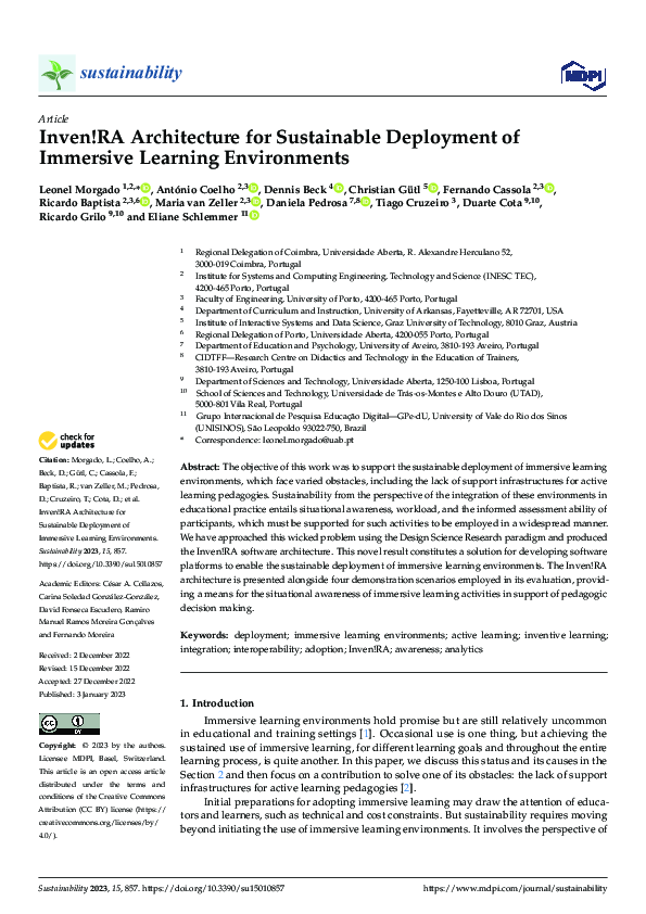 (PDF) Inven!RA Architecture for Sustainable Deployment of Immersive ...