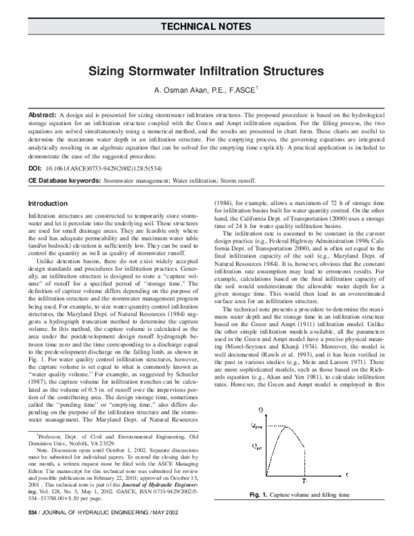 (PDF) Sizing Stormwater Infiltration Structures