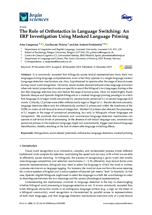 (PDF) The Role of Orthotactics in Language Switching: An ERP Investigation Using Masked Language ...