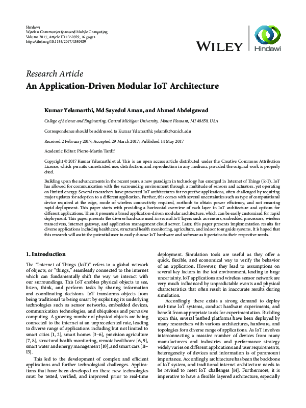 (PDF) An Application-Driven Modular IoT Architecture