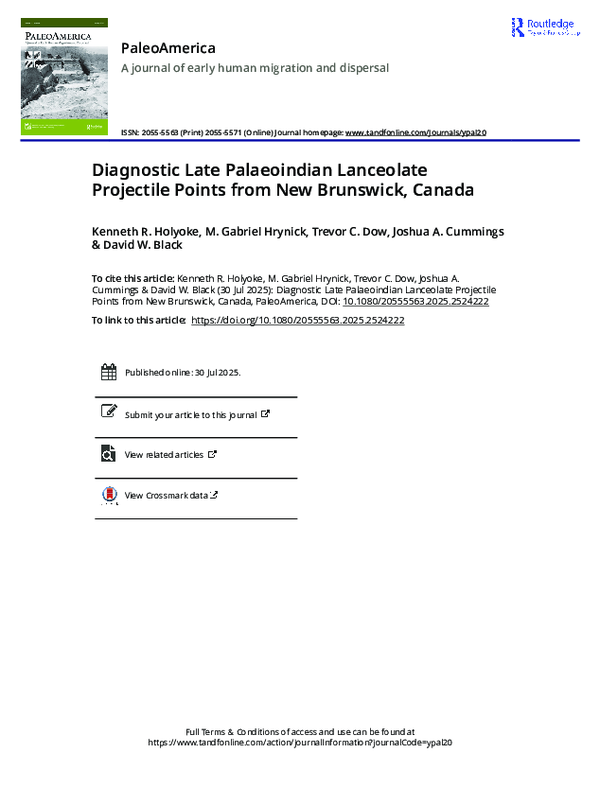 (PDF) Diagnostic Late Palaeoindian Lanceolate Projectile Points from ...