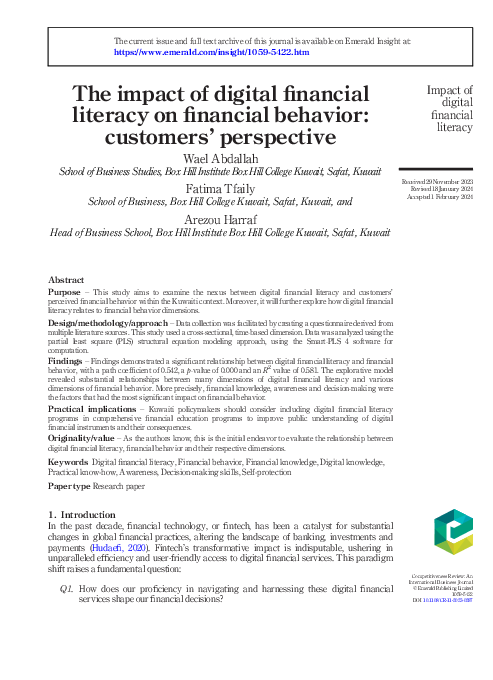 (PDF) The impact of digital financial literacy on financial behavior ...