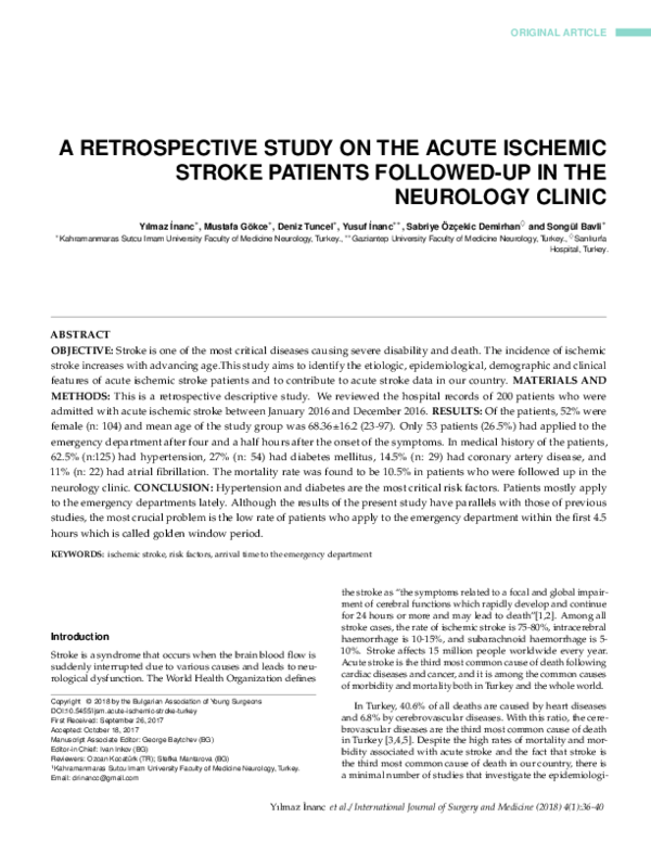 (PDF) A Retrospective Study On The Acute Ischemic Stroke Patients ...