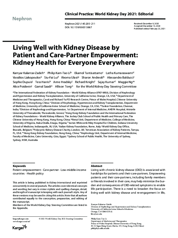 (PDF) Living Well with Kidney Disease by Patient and Care-Partner ...