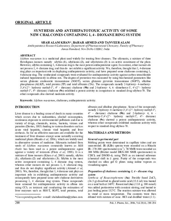 (PDF) Synthesis and antihepatotoxic activity of some new chalcones ...