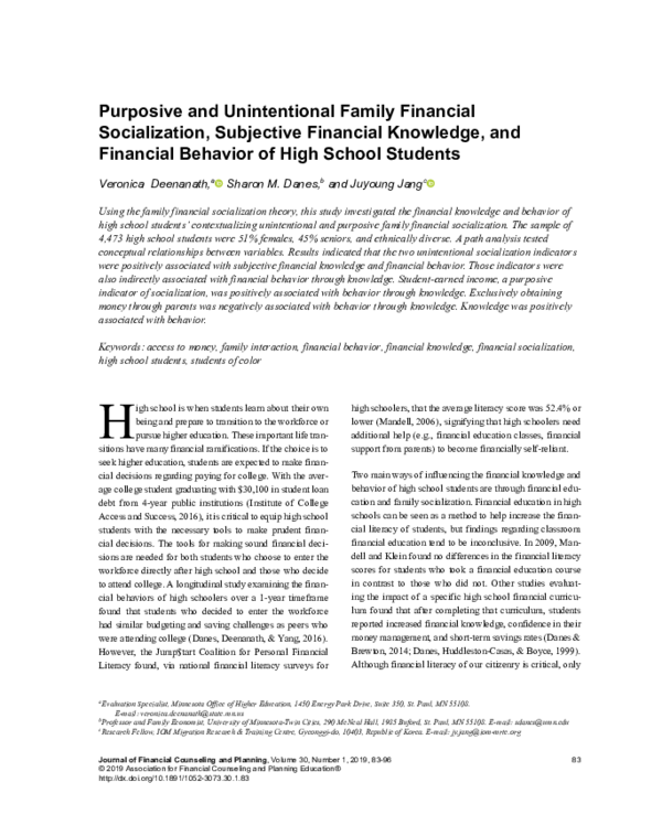(PDF) Purposive and Unintentional Family Financial Socialization ...