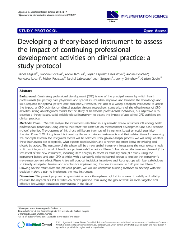 (PDF) Developing a theory-based instrument to assess the impact of ...