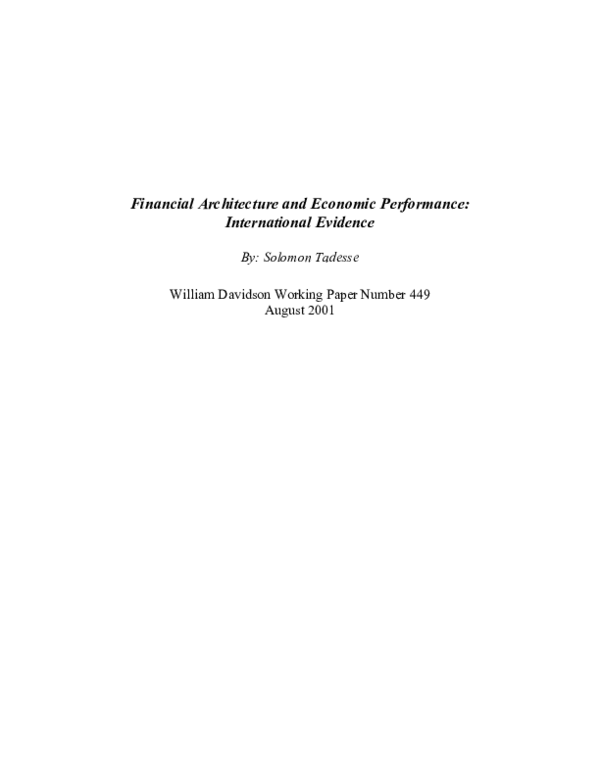 (PDF) Financial Architecture and Economic Performance: International ...