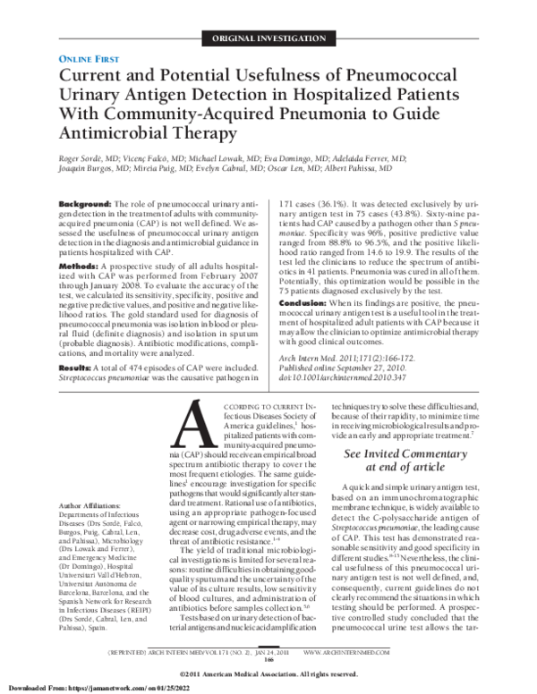 (PDF) Current and Potential Usefulness of Pneumococcal Urinary Antigen ...