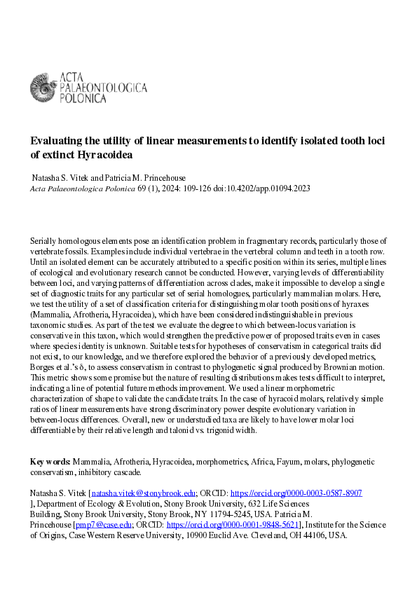 (PDF) Evaluating the utility of linear measurements to identify ...