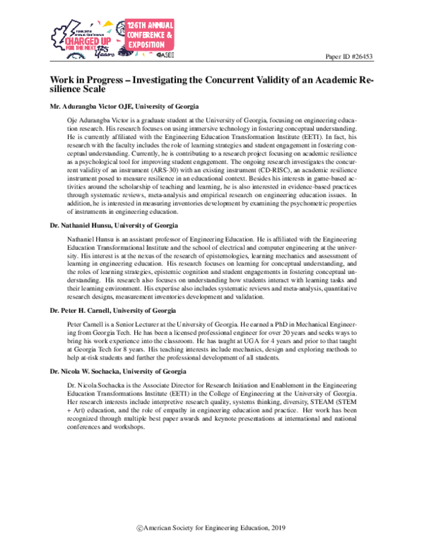 (PDF) Work in Progress – Investigating the Concurrent Validity of an ...