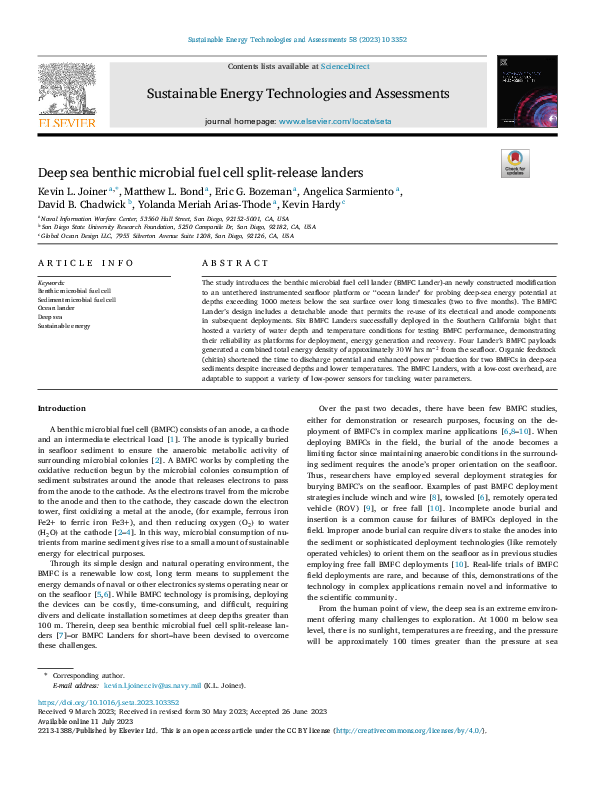(PDF) Deep sea benthic microbial fuel cell split-release landers
