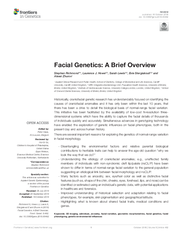 (PDF) Facial Genetics: A Brief Overview