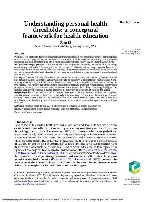(PDF) Understanding personal health thresholds: a conceptual framework ...