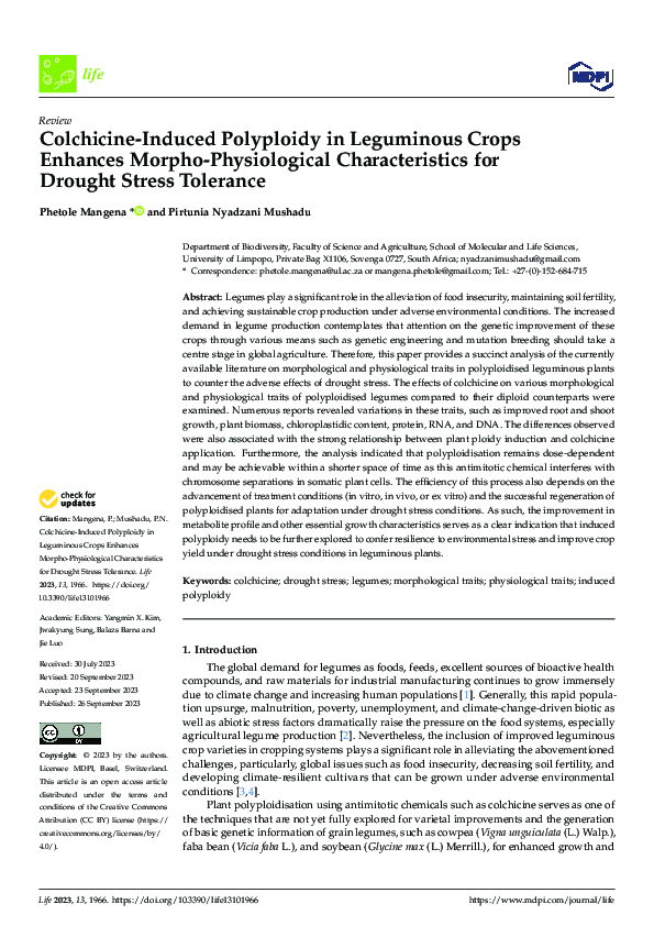(PDF) Colchicine-Induced Polyploidy in Leguminous Crops Enhances Morpho ...