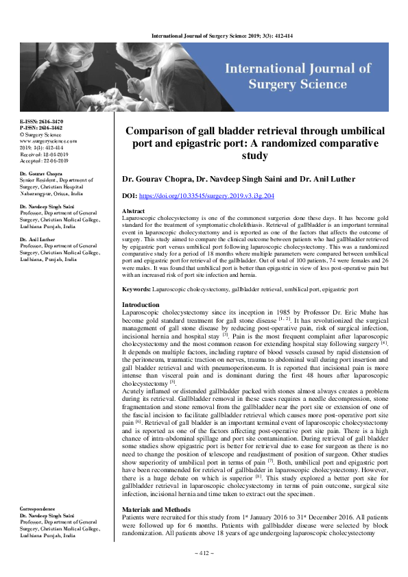 (PDF) Comparison of gall bladder retrieval through umbilical port and ...
