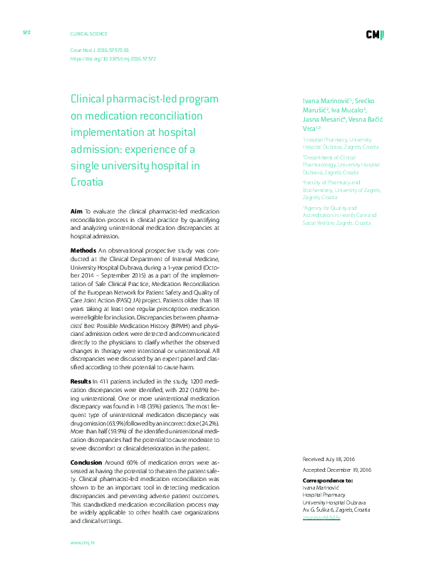 (PDF) Clinical pharmacist-led program on medication reconciliation ...