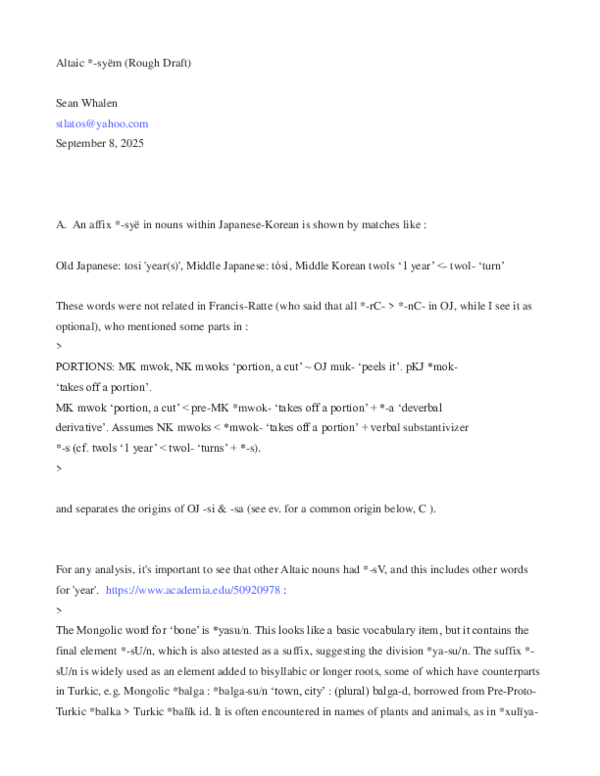 (PDF) Altaic *-syëm (Rough Draft)