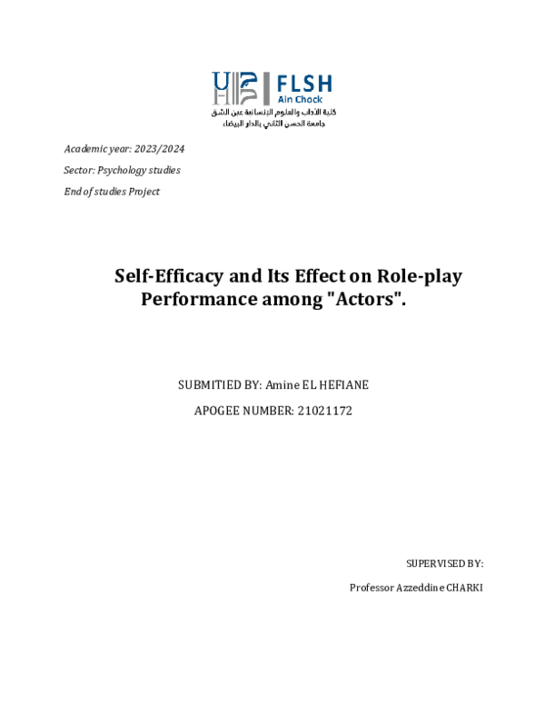(PDF) Self-Efficacy and Its Effect on Role-Play Performance Among Actors.