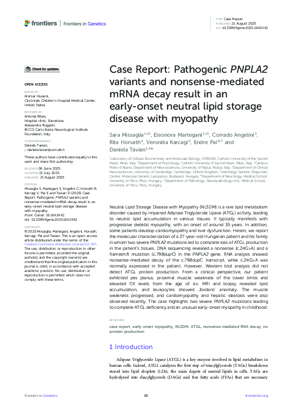 (PDF) Case Report: Pathogenic PNPLA2 variants and nonsense-mediated ...