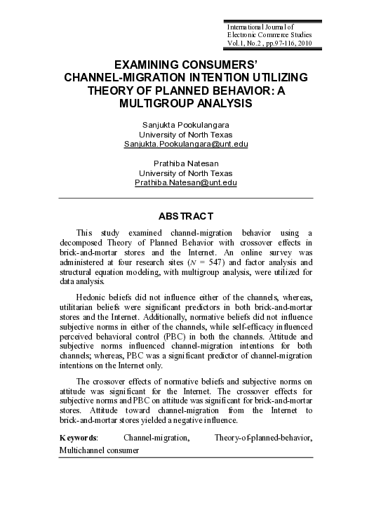 (PDF) Examining Consumersâ€™ Channel-Migration Intention Utilizing ...