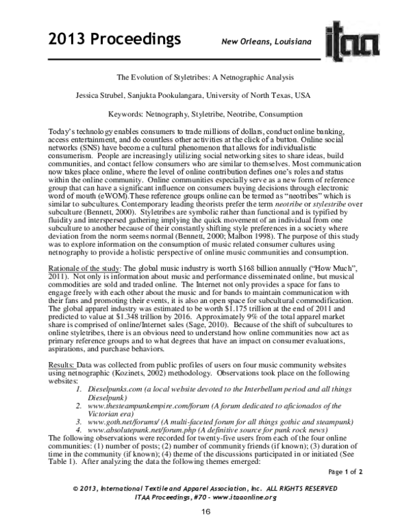 (PDF) The Evolution of Styletribes: A Netnographic Analysis