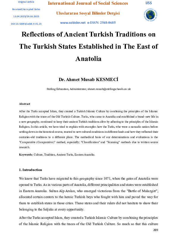 (PDF) Reflections of Ancient Turkish Traditions on The Turkish States ...