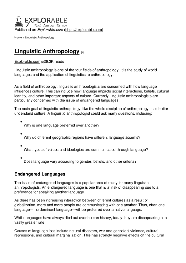 (PDF) Linguistic Anthropology