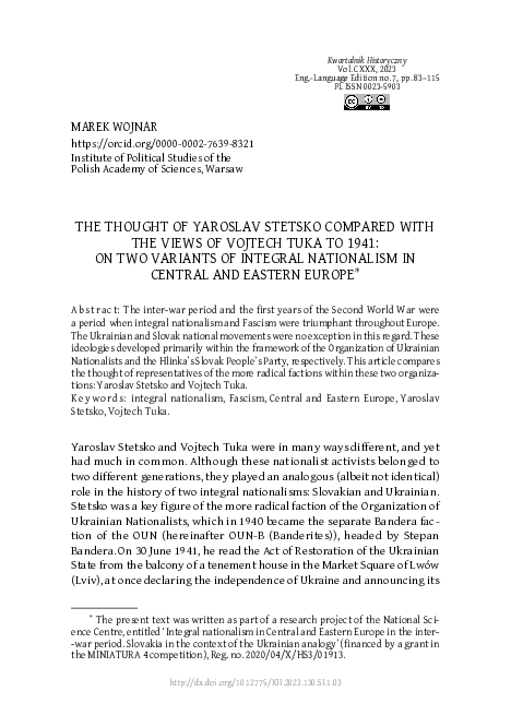 (PDF) The Thought of Yaroslav Stetsko Compared with the Views of ...