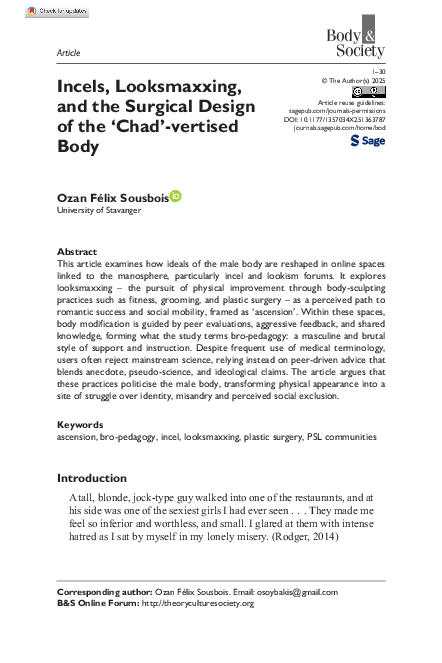 (PDF) Incels, Looksmaxxing, and the Surgical Design of the 'Chad ...