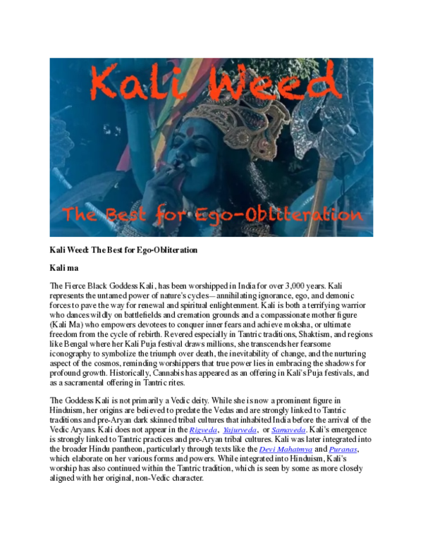 (PDF) Kali Weed: The Best for Ego-Obliteration