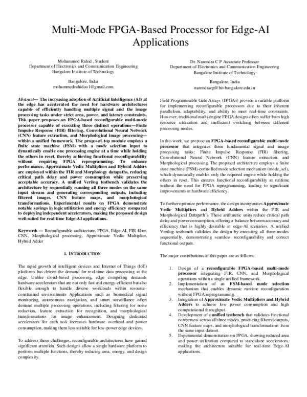 (PDF) Multi-Mode FPGA-Based Processor for Edge-AI Applications