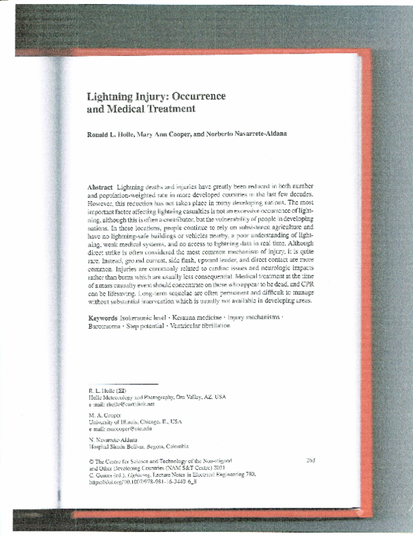 (PDF) Lightning injury: Occurrence and medical treatment