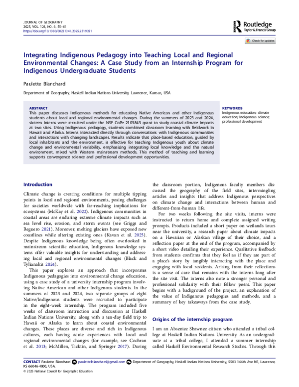 (PDF) Integrating Indigenous Pedagogy into Teaching Local and Regional ...